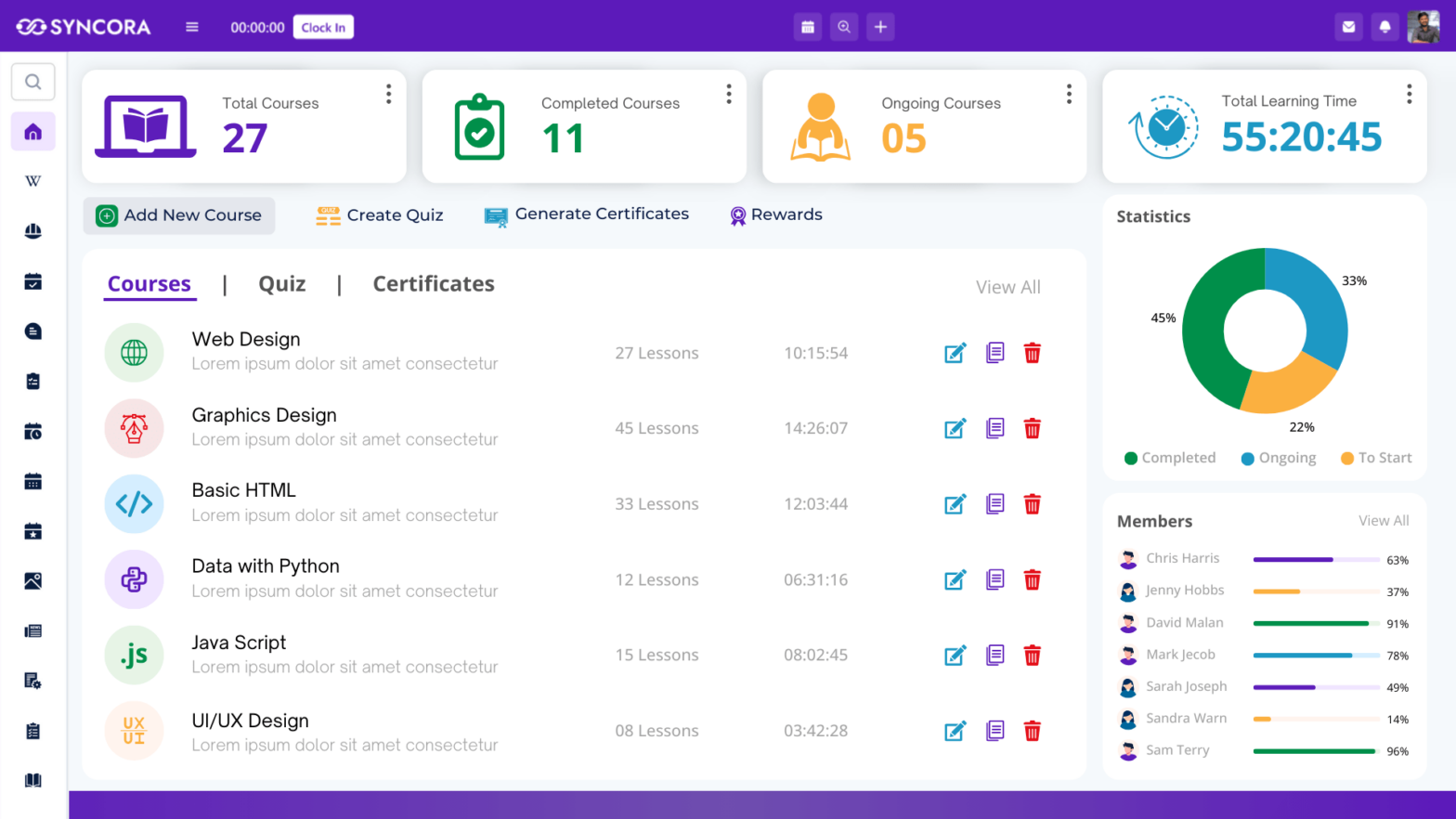 LMS Features - Syncora | Innovative Learning Management System
